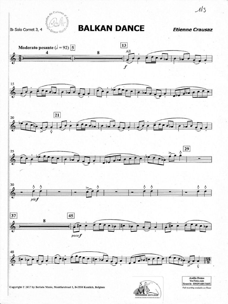 Balkan Dance Cornet Solo 3, 4 | PDF