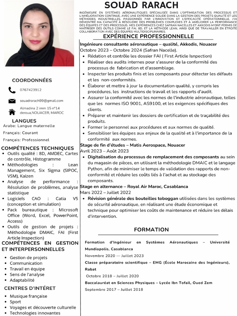 CV Souad Qualité F | PDF