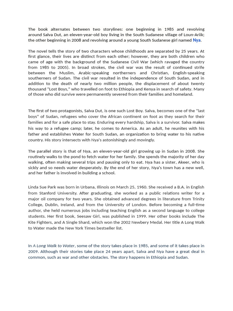 A Long Walk To Water | PDF