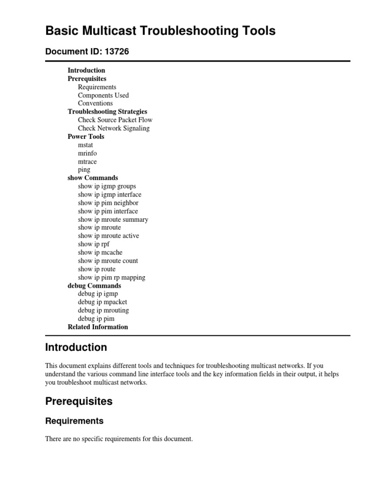Basic Multicast Troubleshooting Tools 57 | PDF