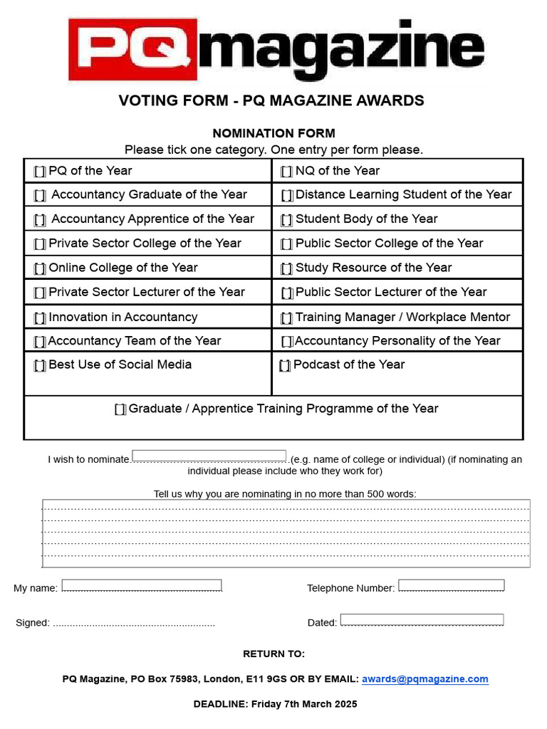 PQ Awards Nomination 2025 | PDF