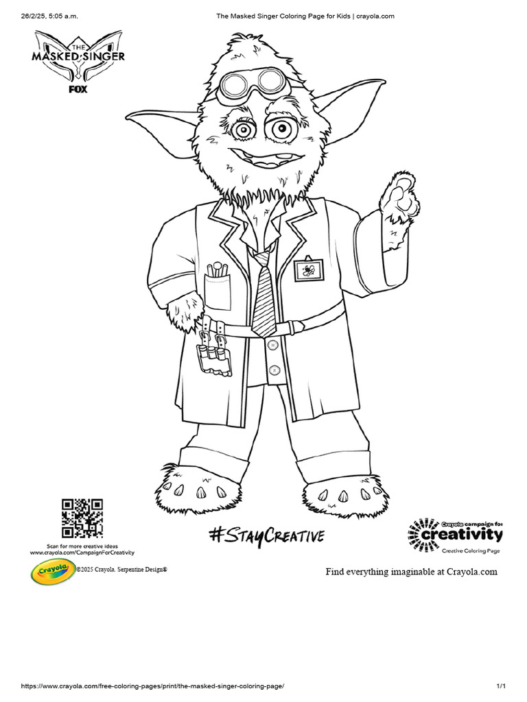The Masked Singer Coloring Page For Kids | PDF