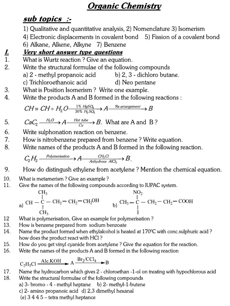Class 11 Impq Organic Chemistry | PDF