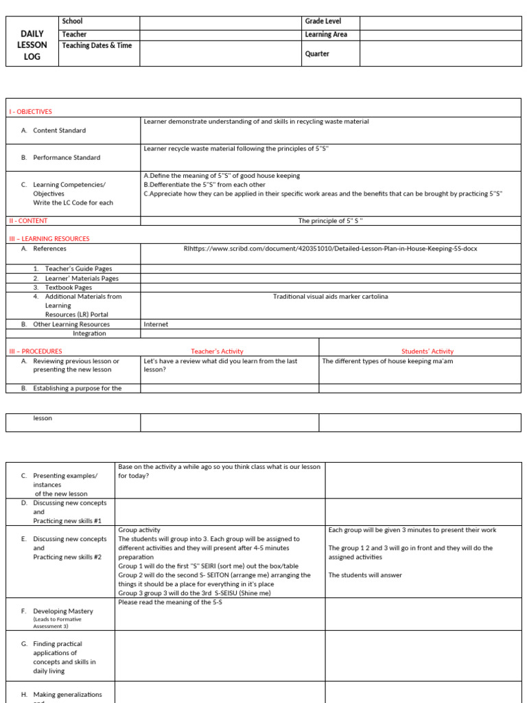 DLP Template | PDF | Learning | Teachers
