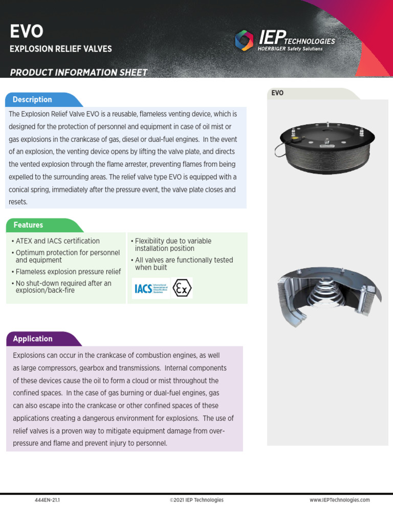 EVO Explosion Relief Valve Overview | PDF | Valve | Explosion