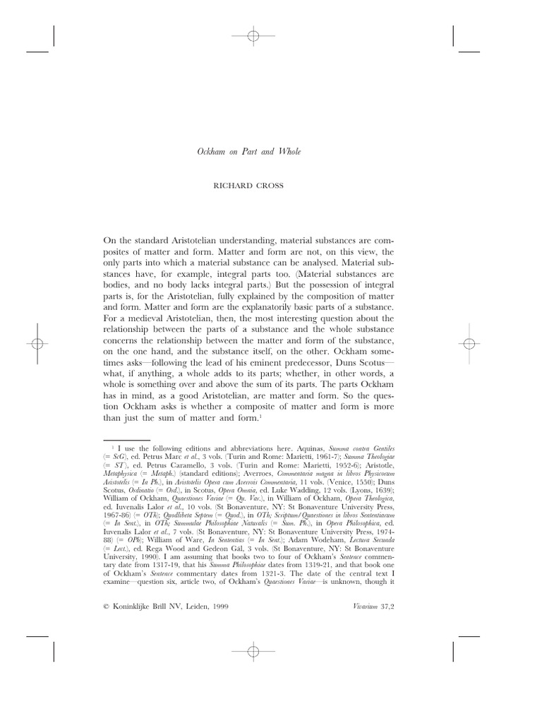 003_Ockham_on_Part_and_Whole | PDF | Substance Theory | Matter