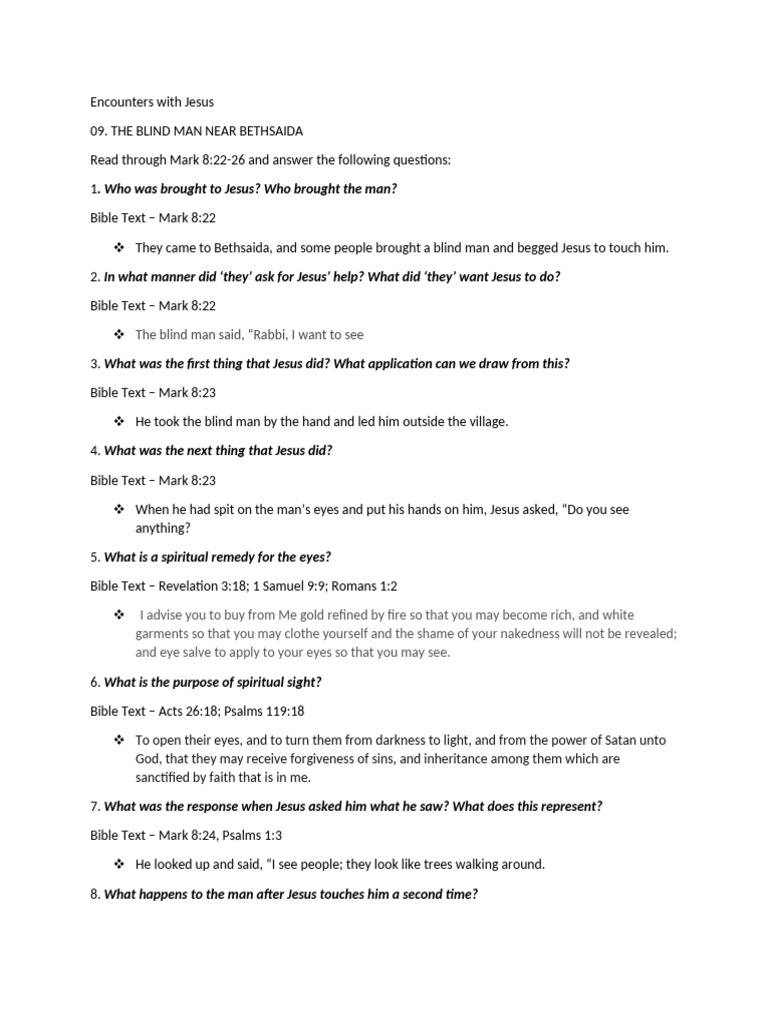 Healing the Blind Man in Bethsaida | PDF