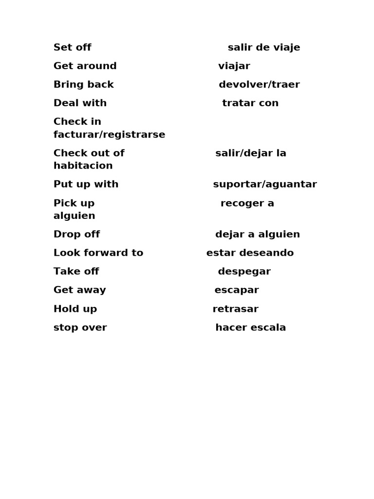Phrasal Verbs Travel | PDF