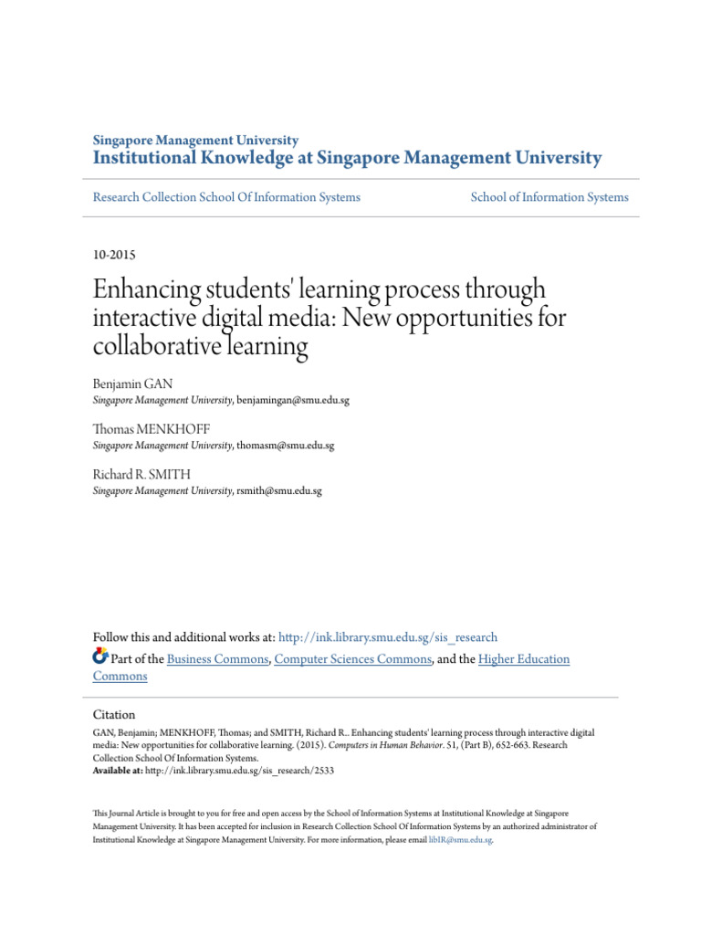 Enhancing Students' Learning Process Through Interactive Digital Media: New Opportunities For ...