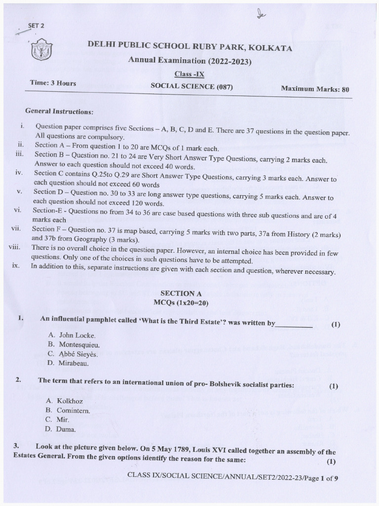 CL 9 2022-23 So Science Annual Exam | PDF