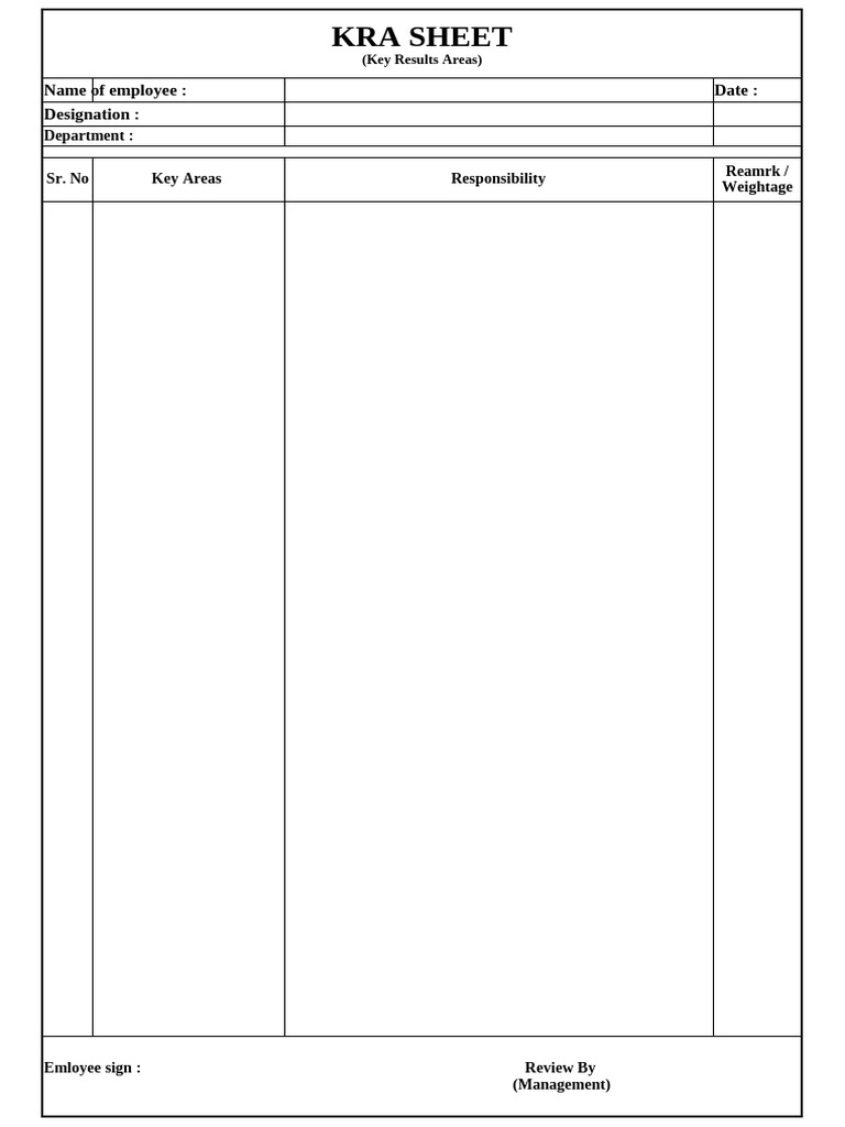 KRA Sheet Simple Format | PDF