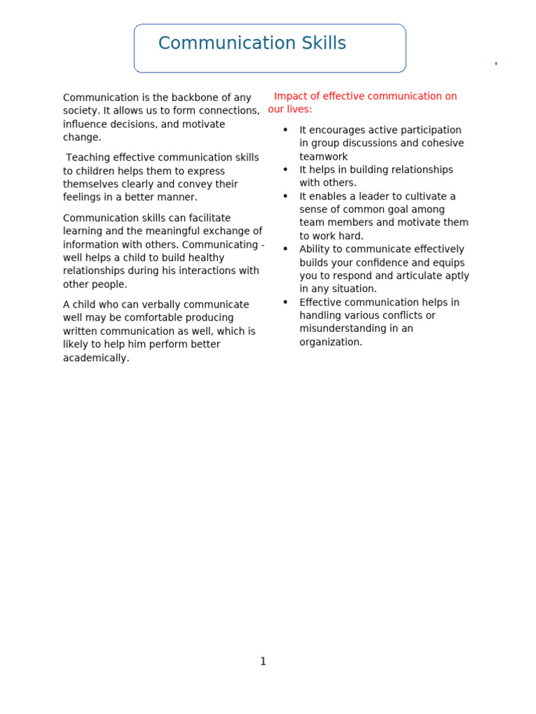 Communication Skill | PDF