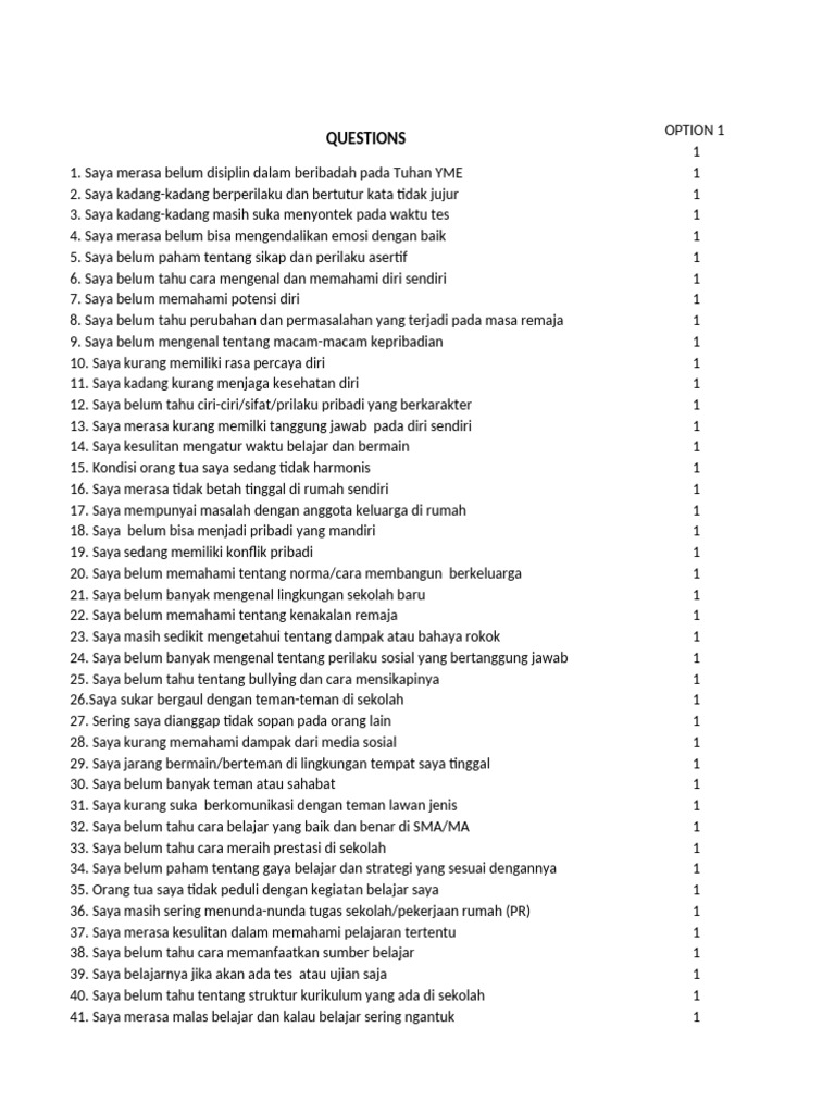 Angket Untuk Ke Google Form | PDF