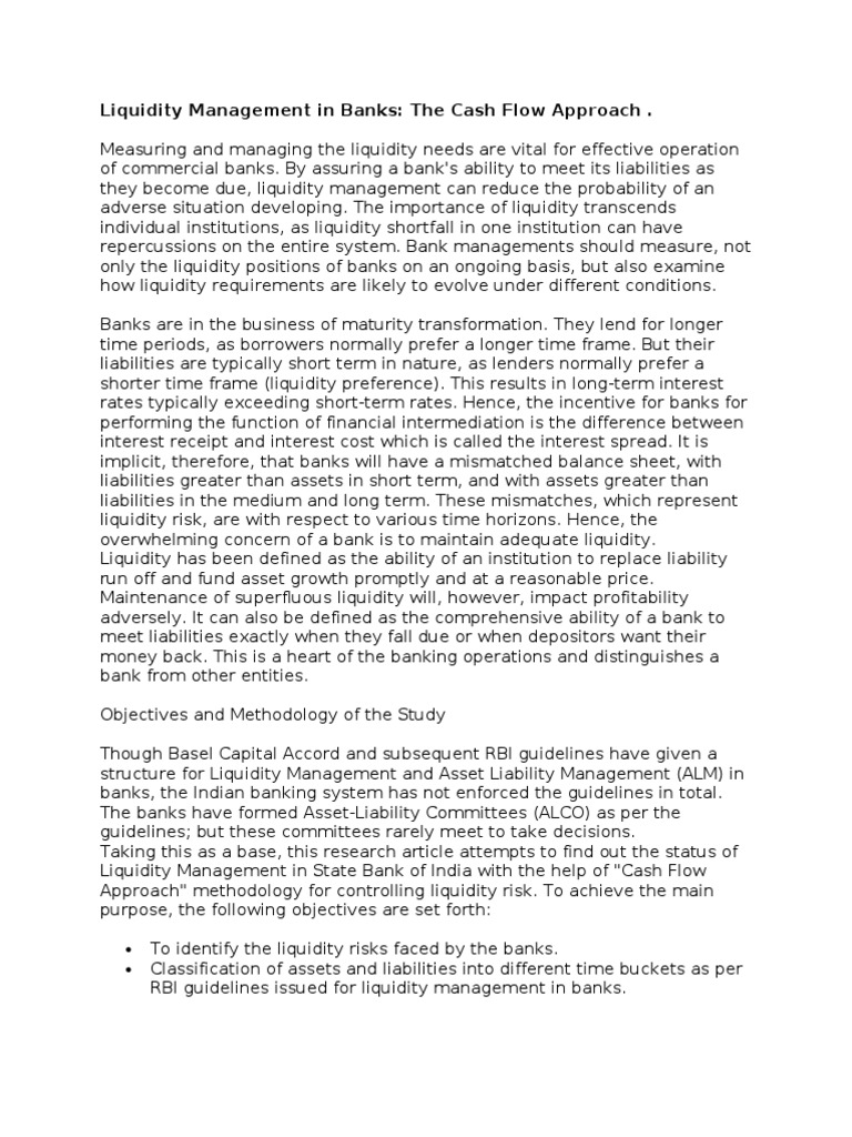 Liquidity Management in Banks | PDF | Market Liquidity | Liquidity Risk