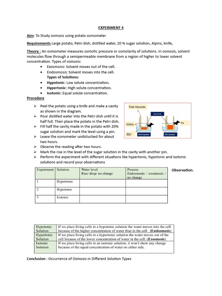 Class 11 Practical Work-1 | PDF | Osmosis | Biology