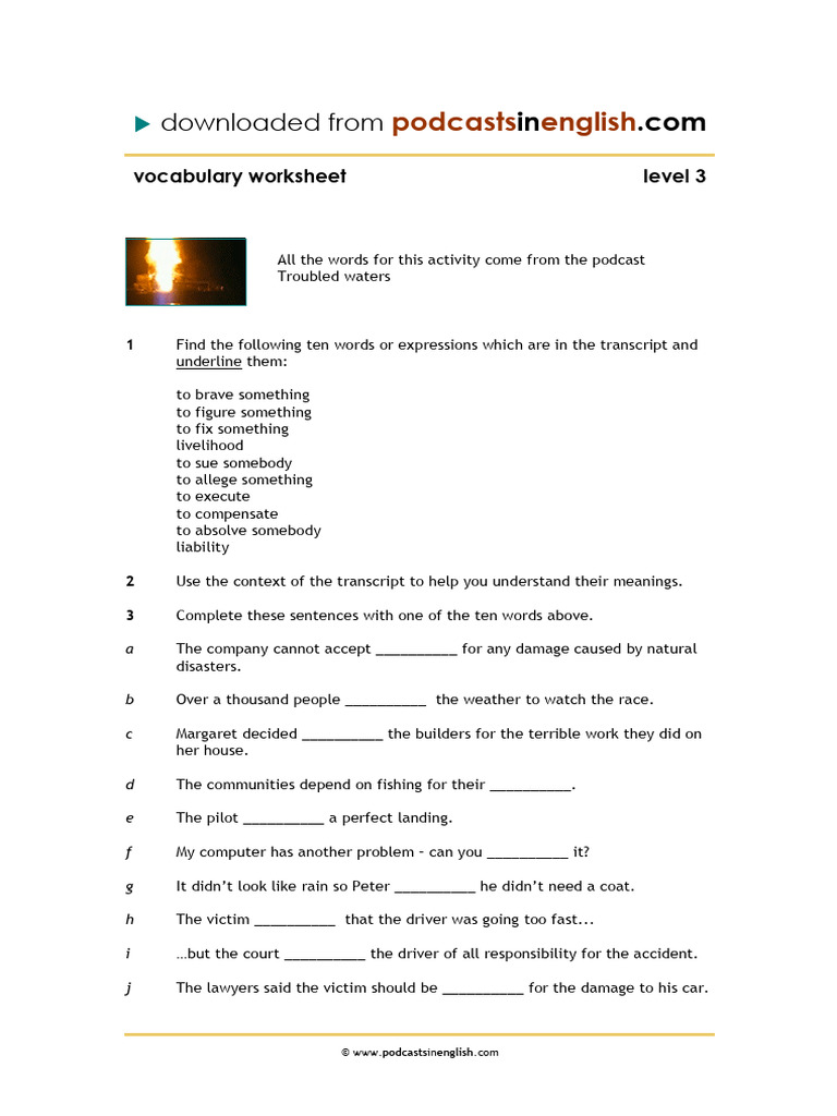 Oil-Vocabulary Worksheet 3 63 | PDF | Linguistics