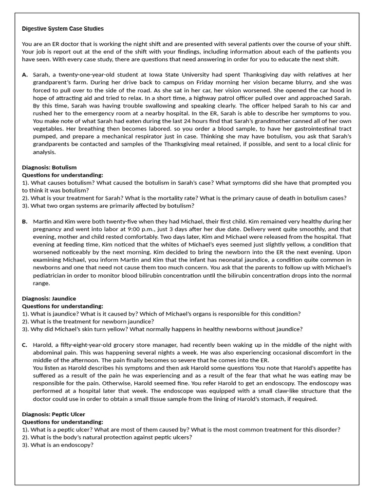 Digestive System Case Studies | PDF | Infants | Childbirth