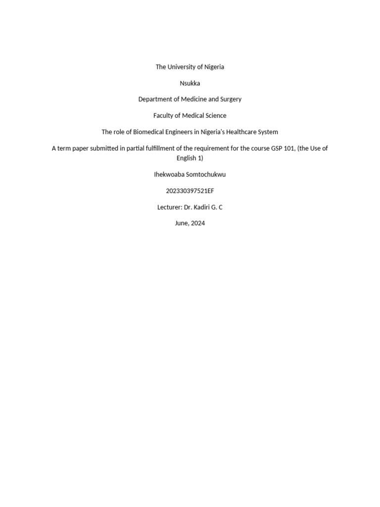 GSP 101 Term Paper Work-WPS Office | PDF | Biomedical Engineering | Medical Imaging