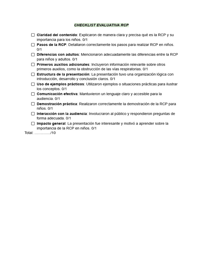 Check List RCP | PDF