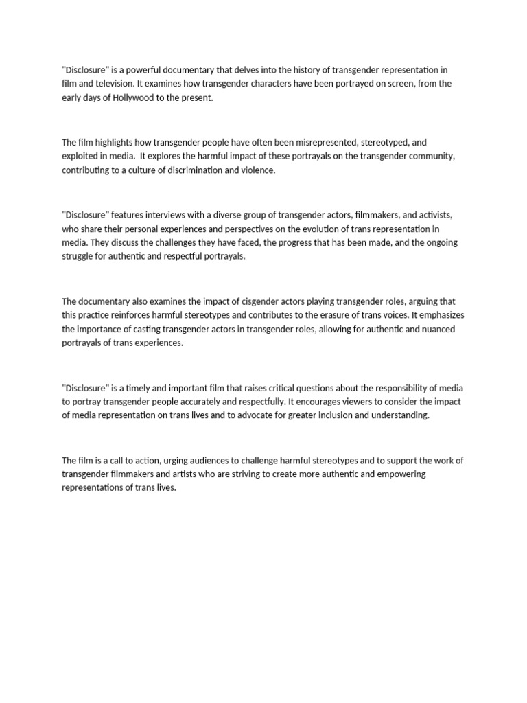 Transgender Representation in Film: "Disclosure" | PDF