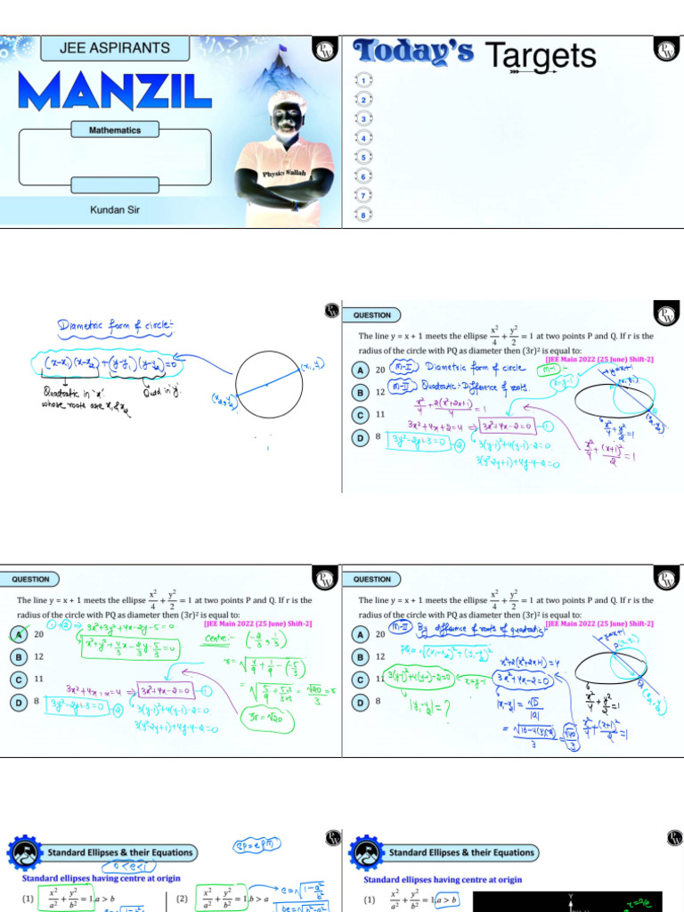 Ellipse and Hyperbola - Class Notes (One Shot) - Manzil JEE 2024-Invert ...
