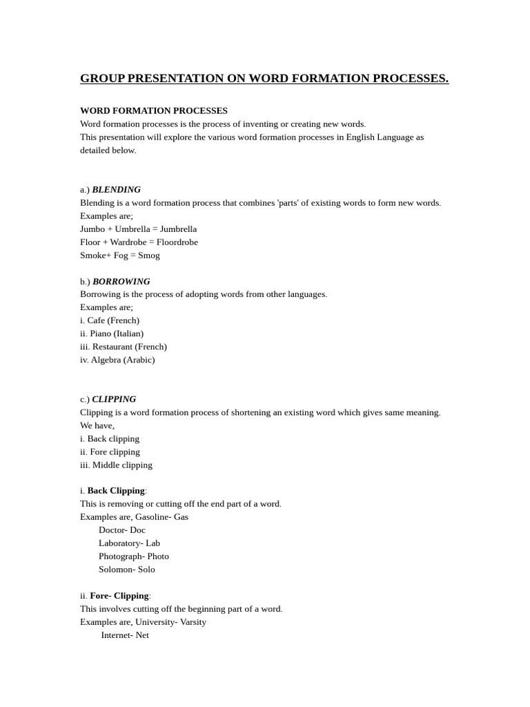 Linguistics Presentation Group 1 | PDF | Word | Linguistic Morphology