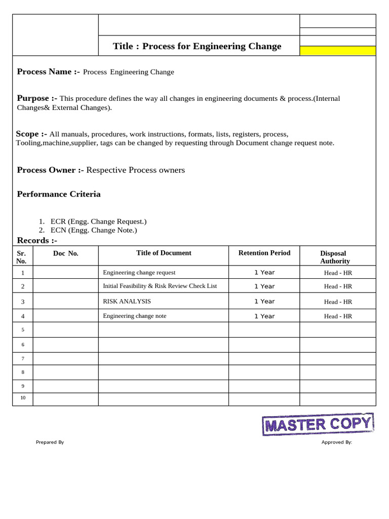 Engineering change Procedure-WIP | PDF | Business