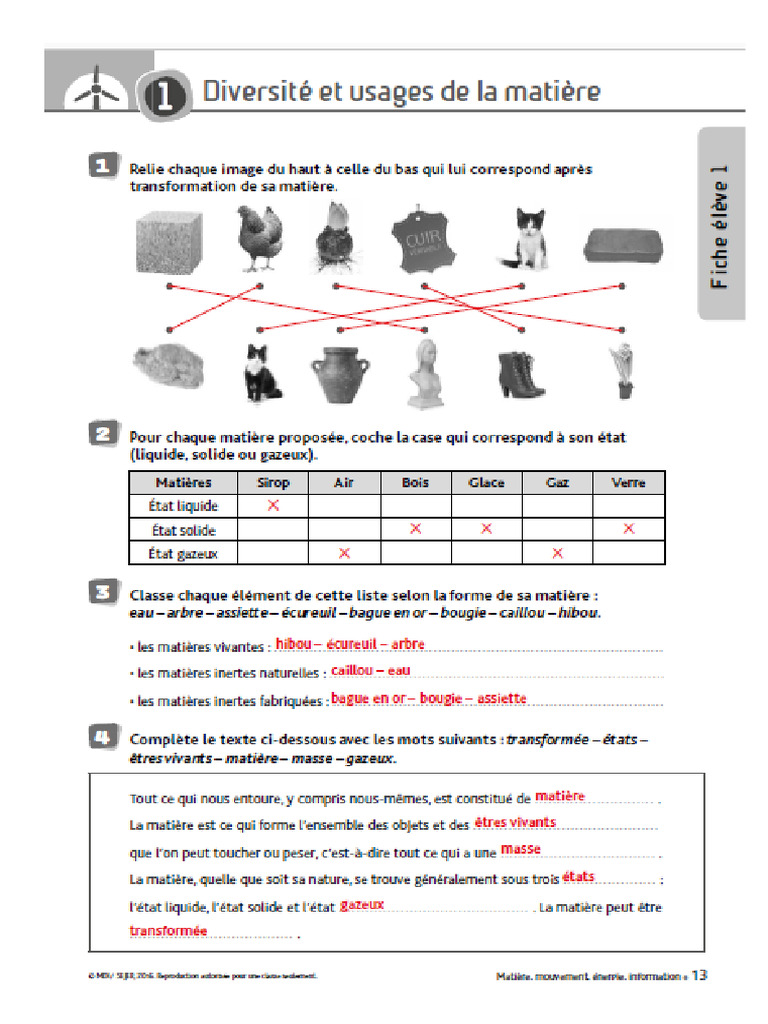 Diversite Et Usages de La Matiere Correction | PDF