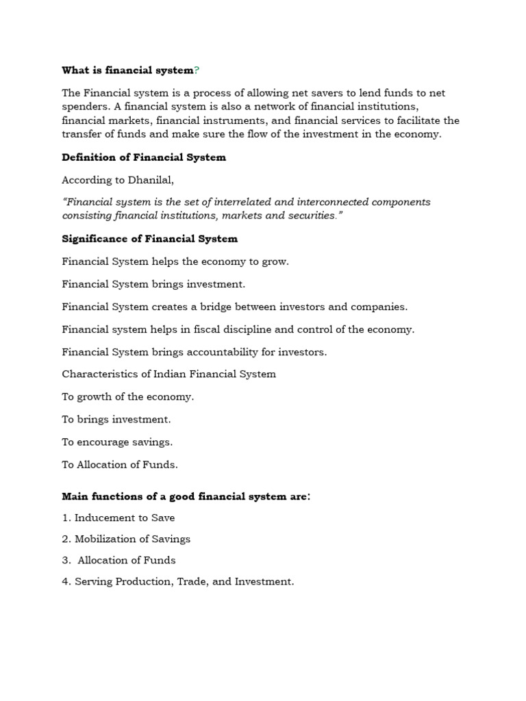 What Is Financial System - Doc MAIN | PDF | Interest | Securities (Finance)