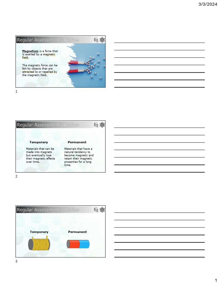G11 Physics 2023-2024 RA3 Review v1 | PDF | Magnet | Magnetism