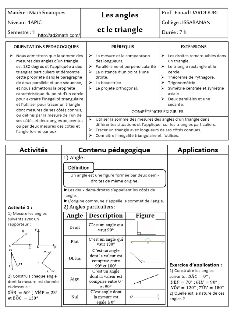 Angles et triangles particuliers | PDF | Triangle | Angle