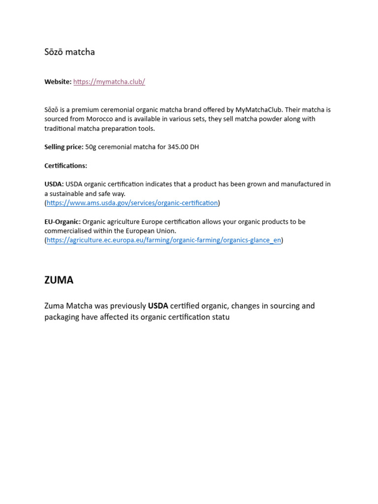 Sōzō Matcha Research | PDF