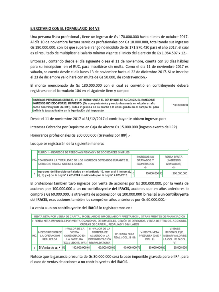 Irp Ejercicio Aplicacion | PDF | Compartir (Finanzas) | Impuestos