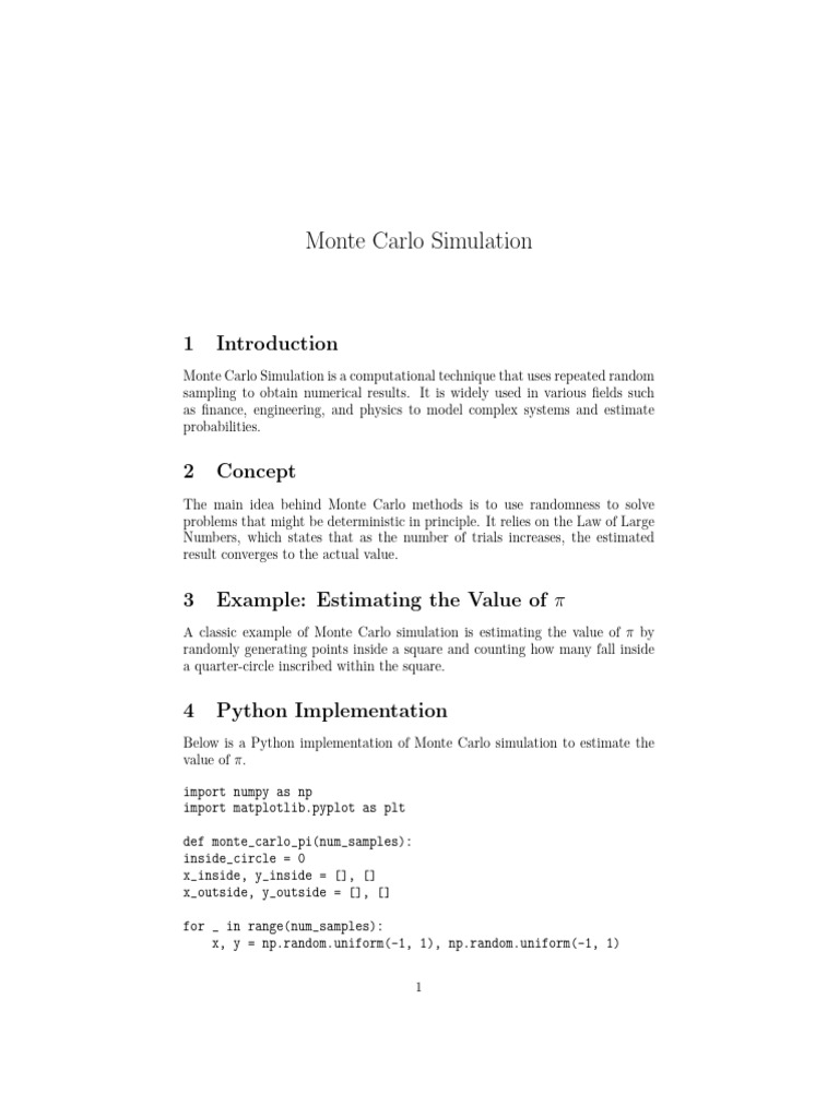 Mont Carlo Simulation - Need To Learn | PDF