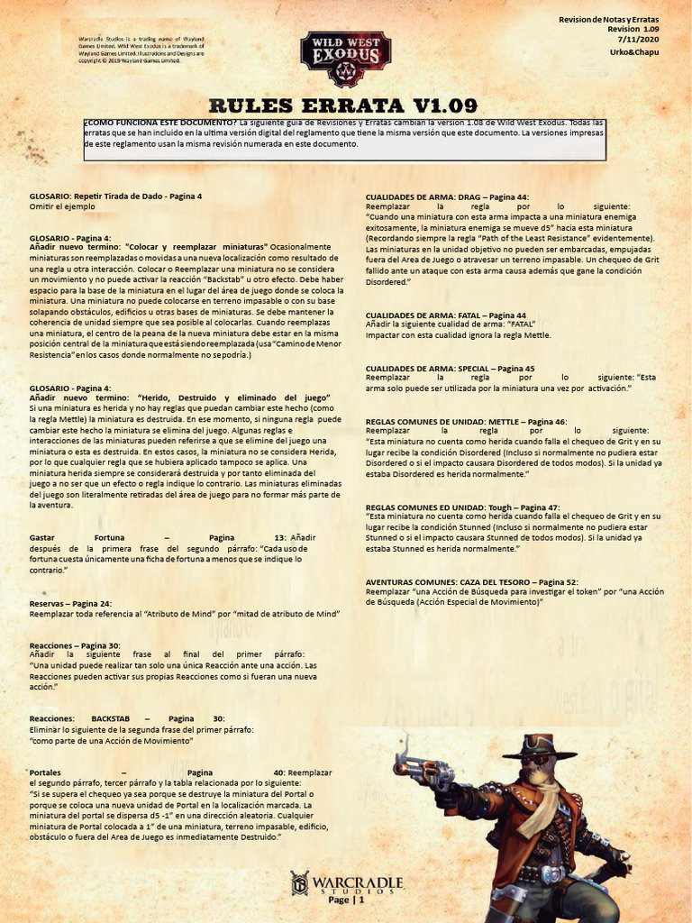 Rulebook Errata v1.09 ES Urko&Chapu | PDF