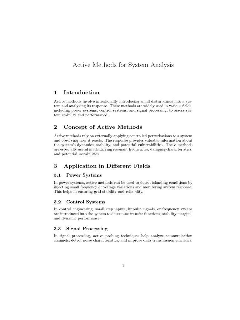 Active Methods in System Analysis | PDF