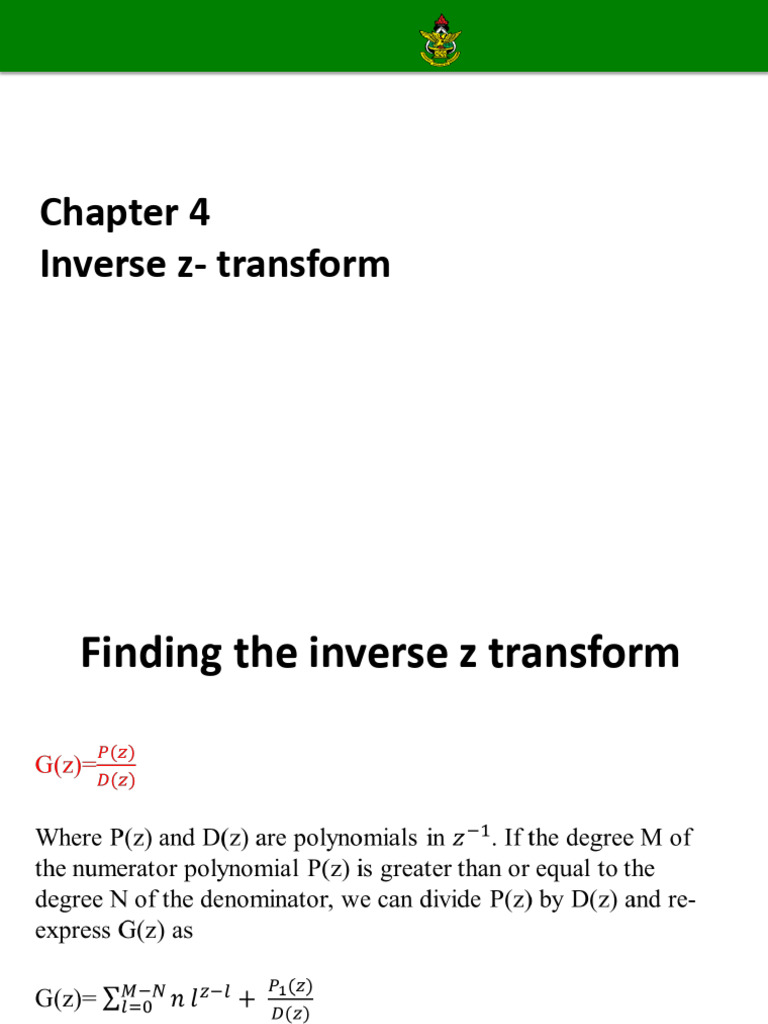 TE 561 Lecture 5 - Inverse Transform Domain of DT | PDF | Power Series ...