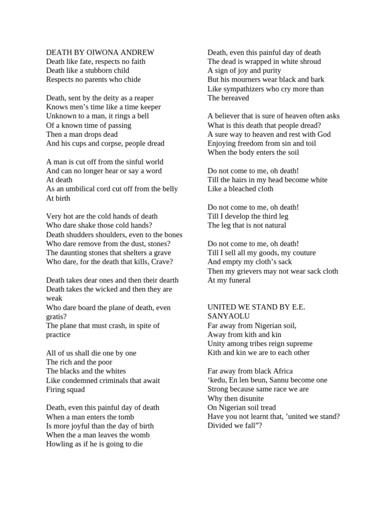 Death by Oiwona Andrew | PDF | Religious Belief And Doctrine