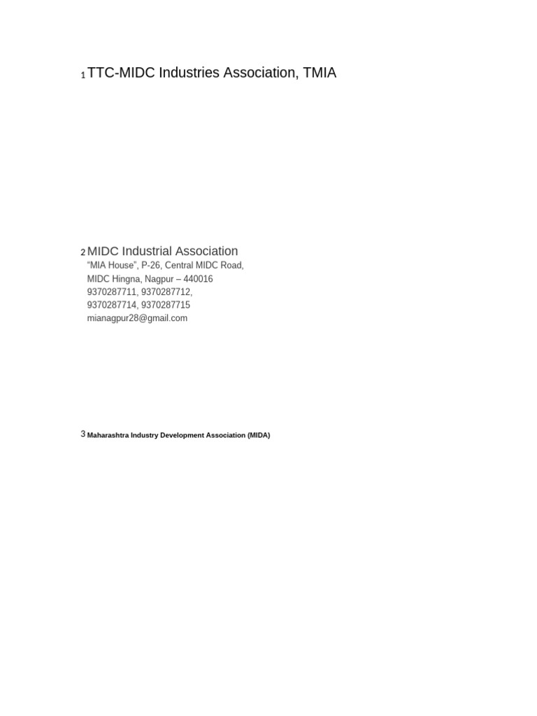Maharashtra Industrial Associations Directory | PDF | Mining | Metals