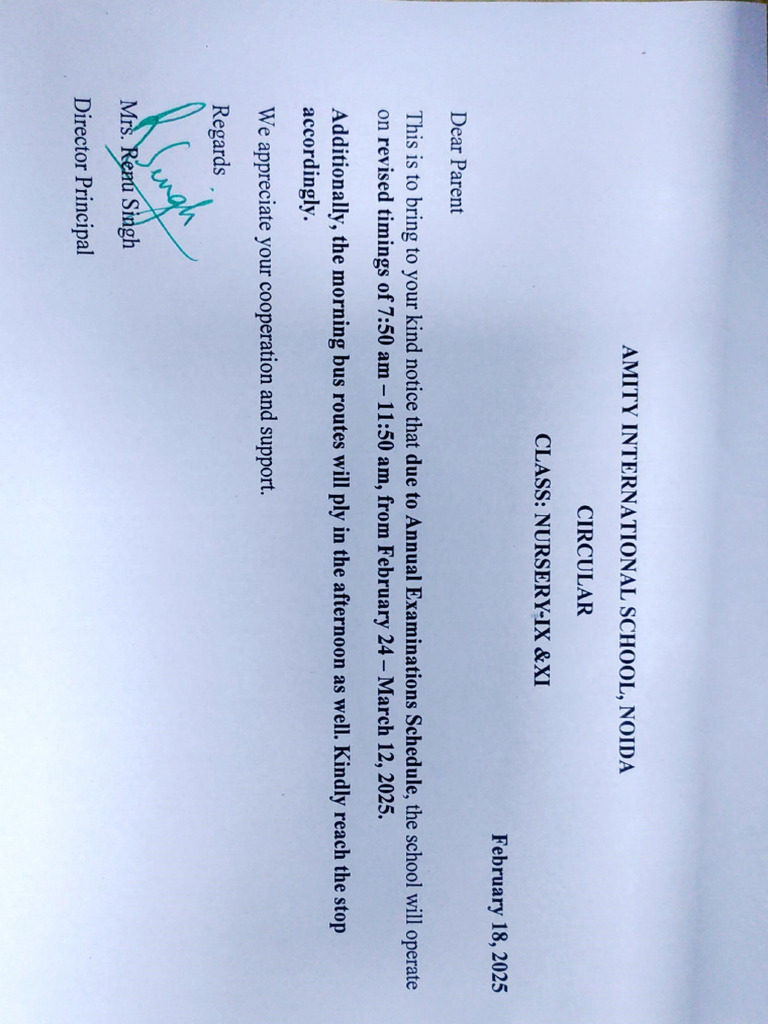 Circular_ Revised School Timing | PDF