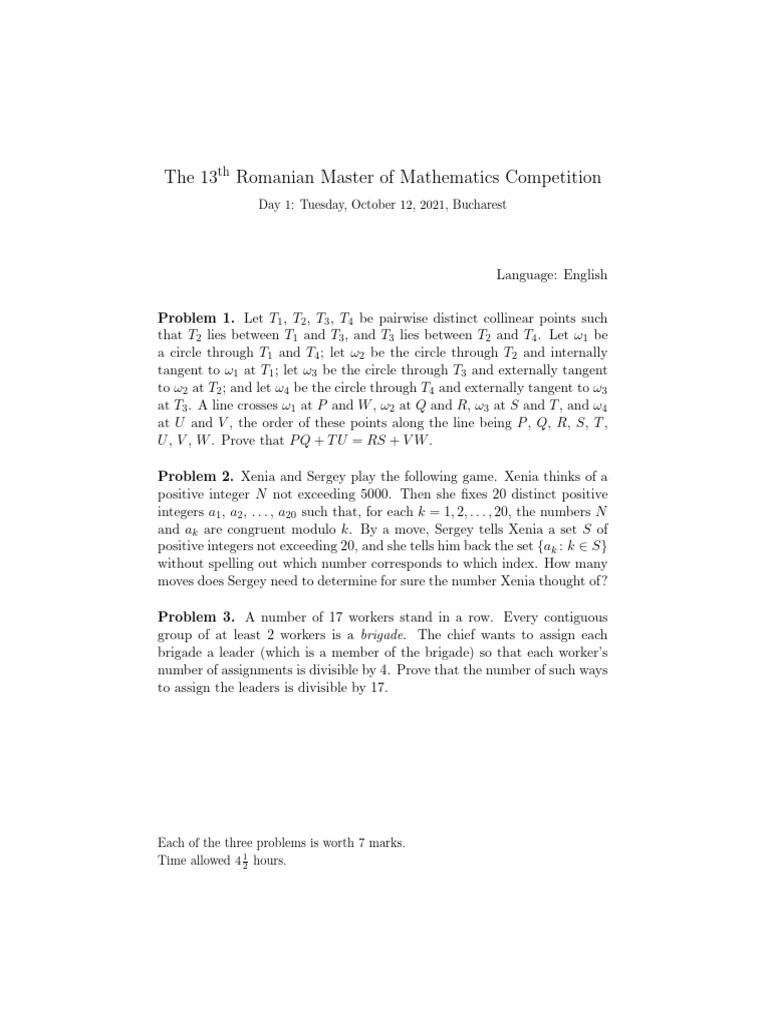 (Solutions) Romanian Masters Mathematics 2021 | PDF | Polynomial ...