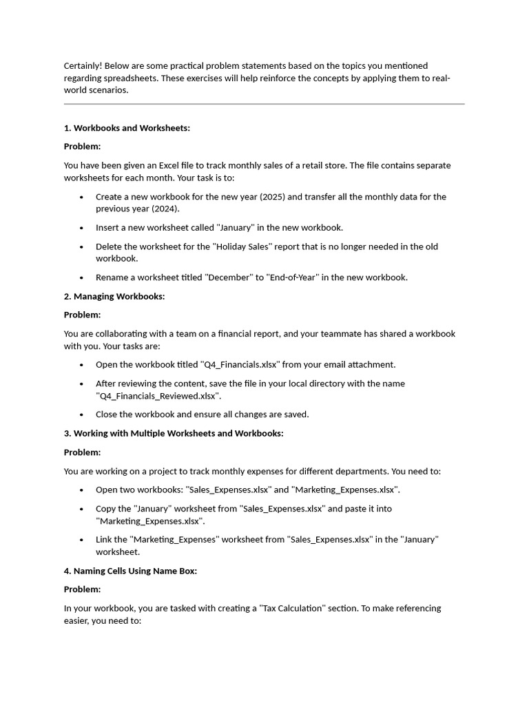 Practical Problem Statement | PDF | Microsoft Excel | Spreadsheet