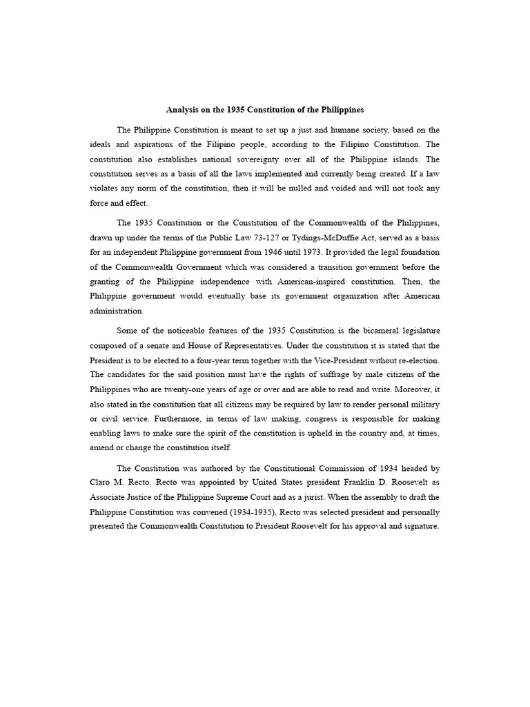 1935 Constitution of The Philippines Lecture | PDF | Political Science ...