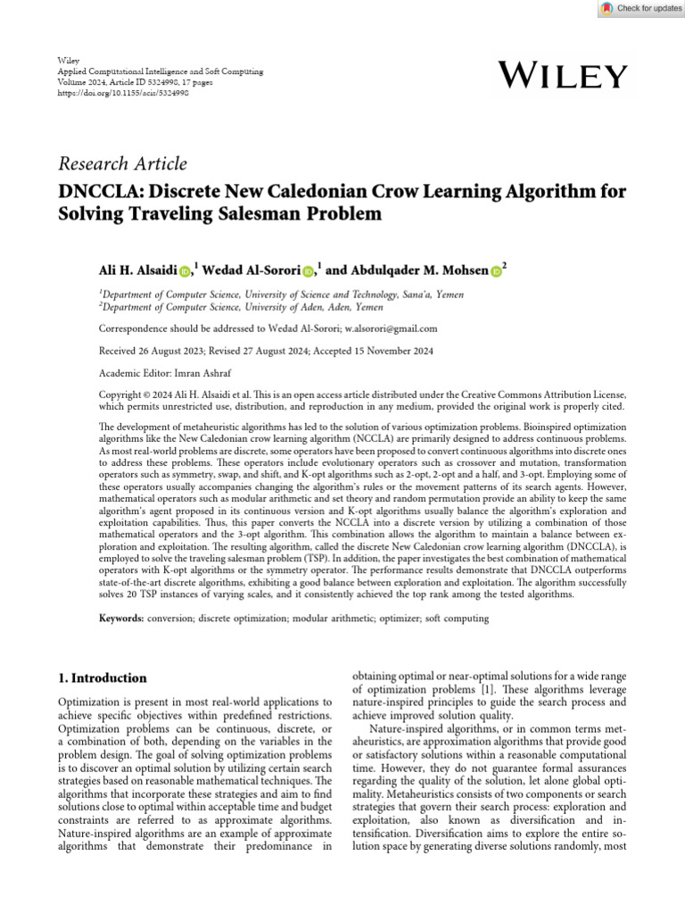 Applied Computational Intelligence and Soft Computing - 2024 - Alsaidi - DNCCLA Discrete New ...