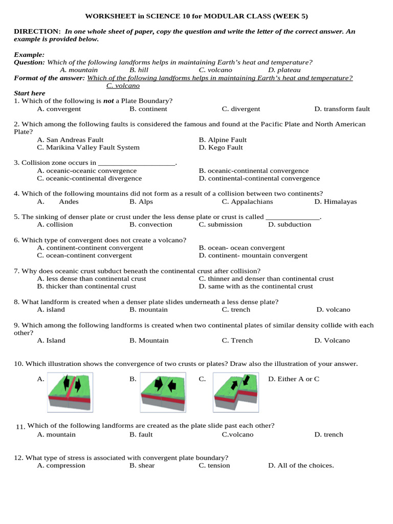 Worksheet Modular Class Long Test W5 | PDF | Plate Tectonics ...