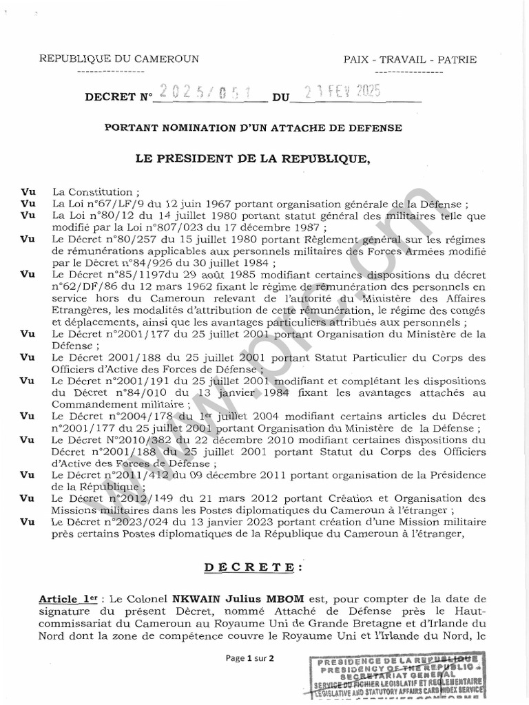 Decret N 2025 051 Du 21 02 2025 | PDF