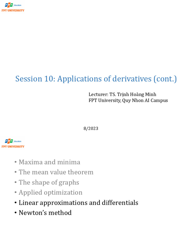 Applications of Derivatives (Cont. 2) - Approx - Newton Method | PDF | Differential Calculus ...
