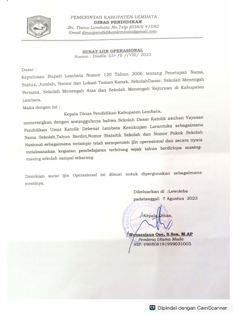 Surat Ijin Operasional | PDF