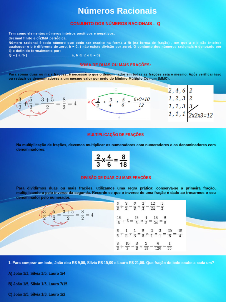 Números Racionais Parte I | PDF | Número racional | Conceitos matemáticos