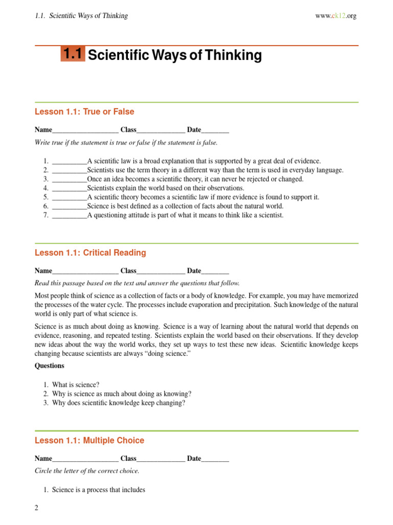 Life Science For Middle School Workbook - Chapter1 | PDF | Scientific ...